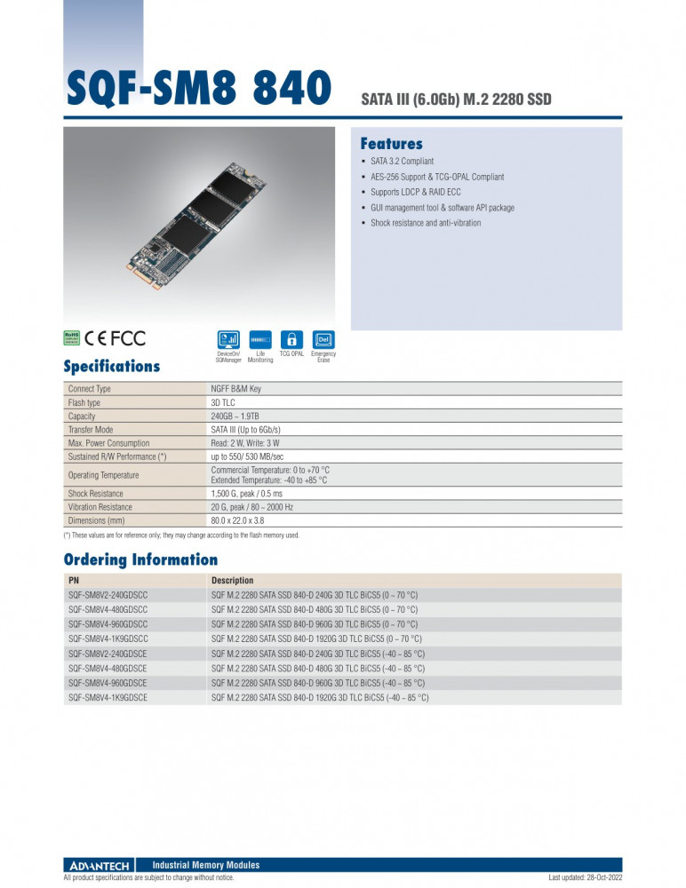 SQF-SM8 840 product documentation preview