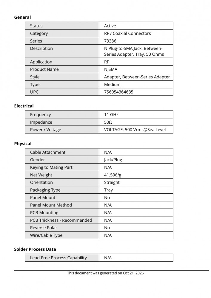 Technical document image, page 2, for MOLEX 733860183