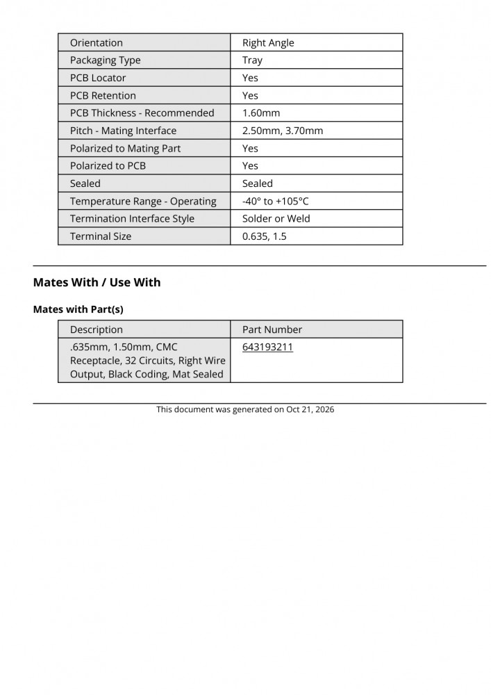 MOLEX 643340500 technical document preview, page 3