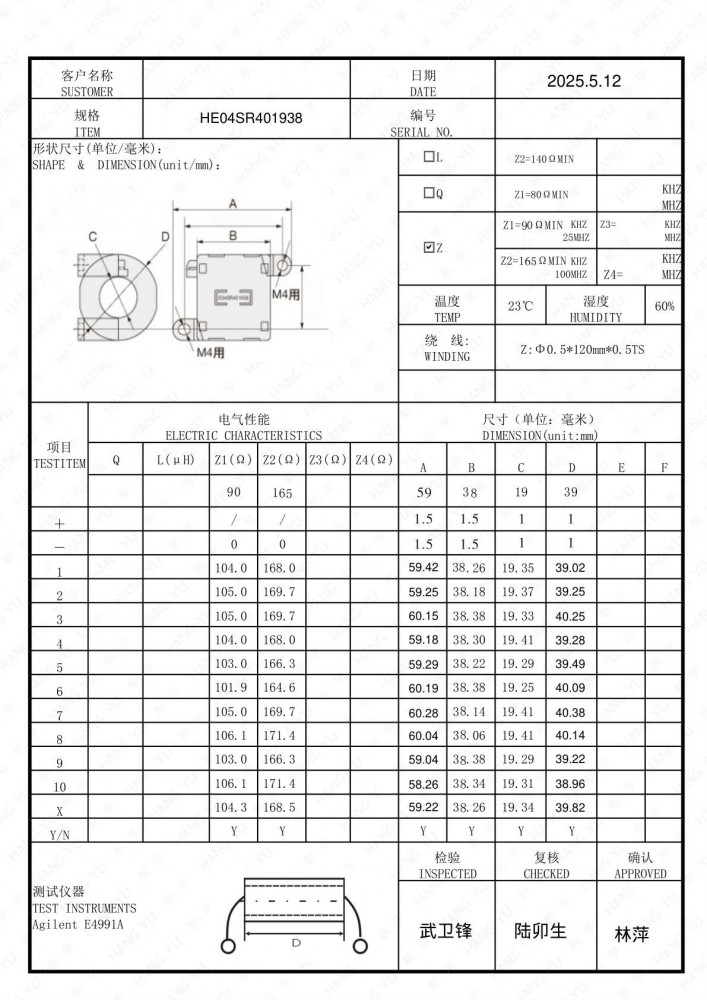 HE04SR401938 material characteristics page