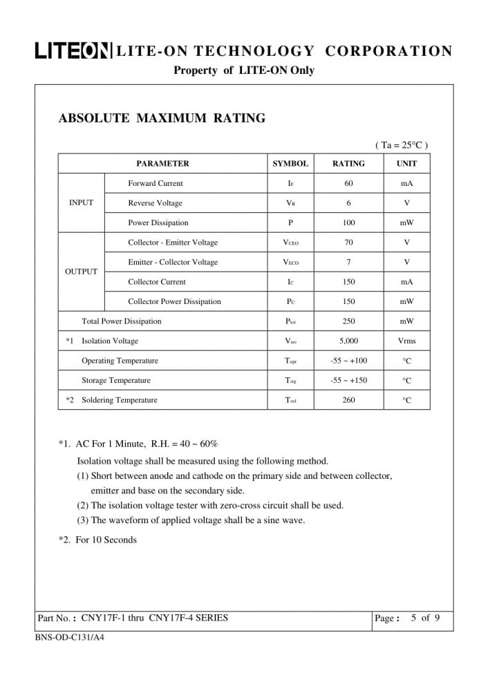 CNY17F series datasheet page 5