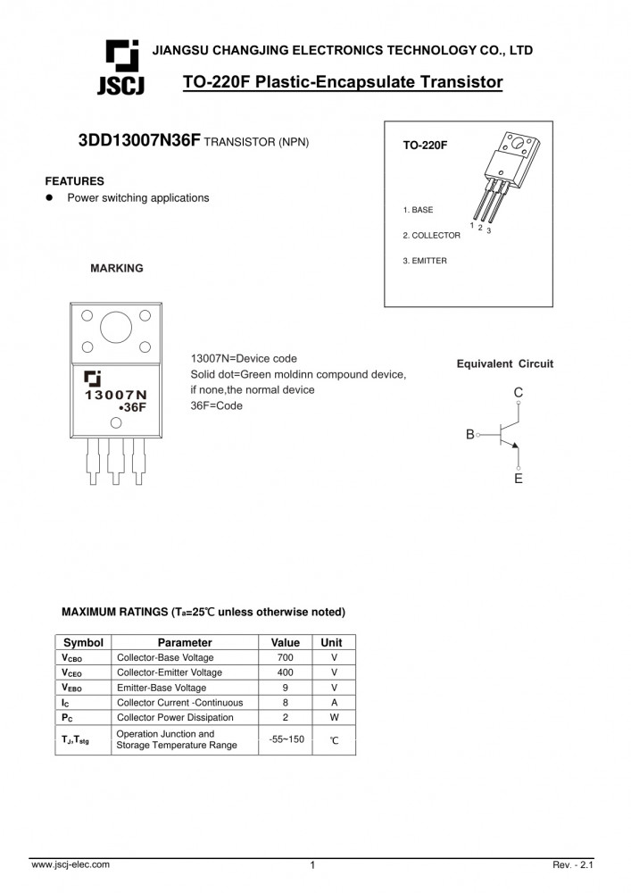 3DD13007N36F datasheet page 1