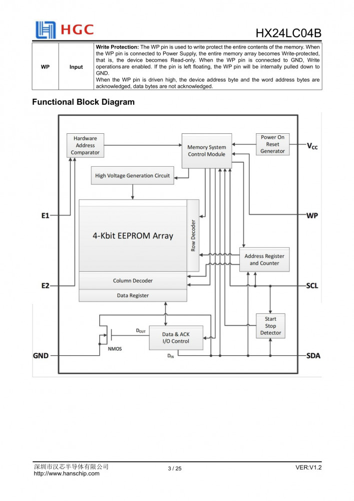 HX24LC04BDBVRG datasheet page 3