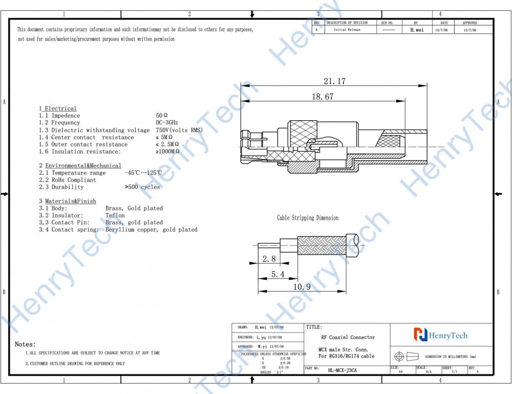 HL-MCX-J3CA technical drawing page 1