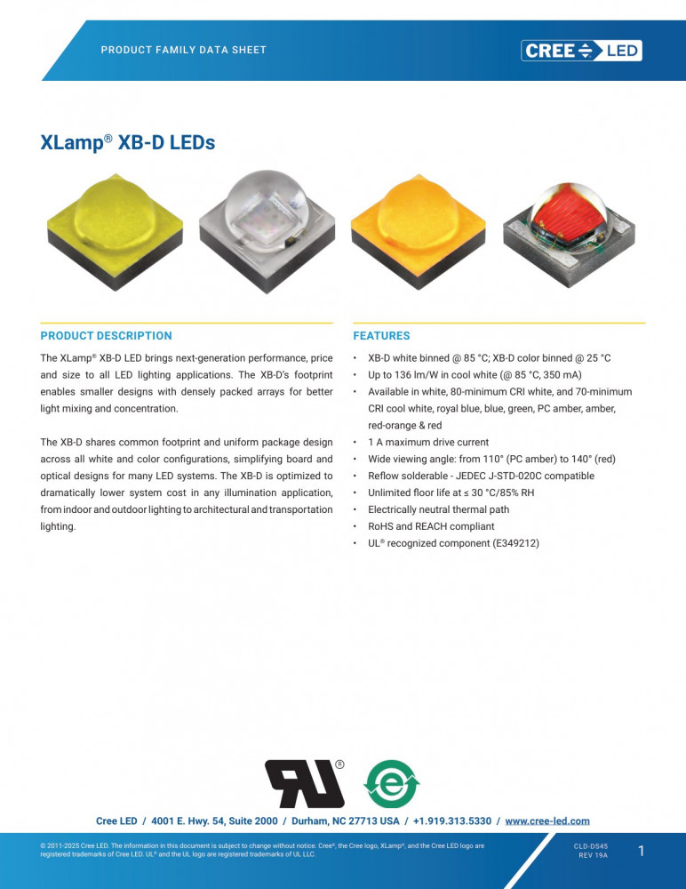 XLamp XB-D datasheet page 1