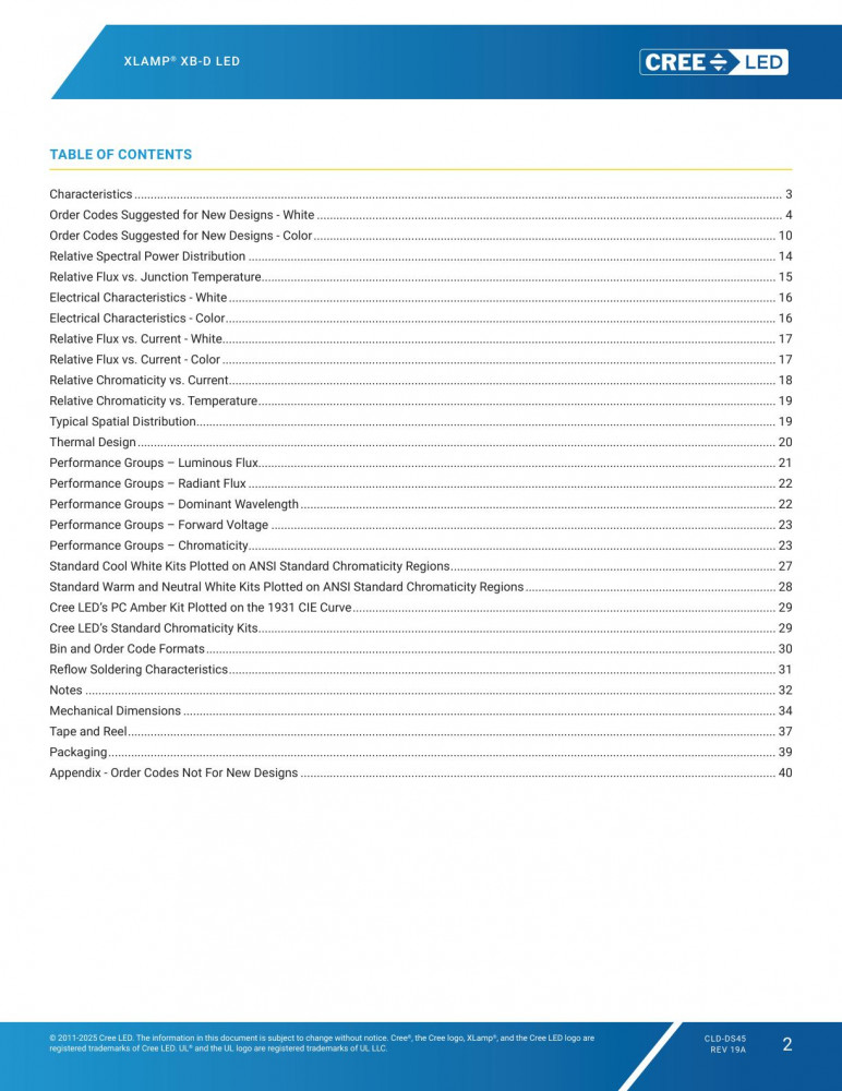 XLamp XB-D datasheet page 2
