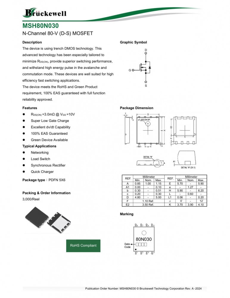 MSH80N030 datasheet page 1