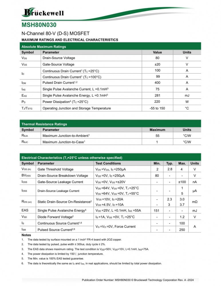 MSH80N030 datasheet page 2