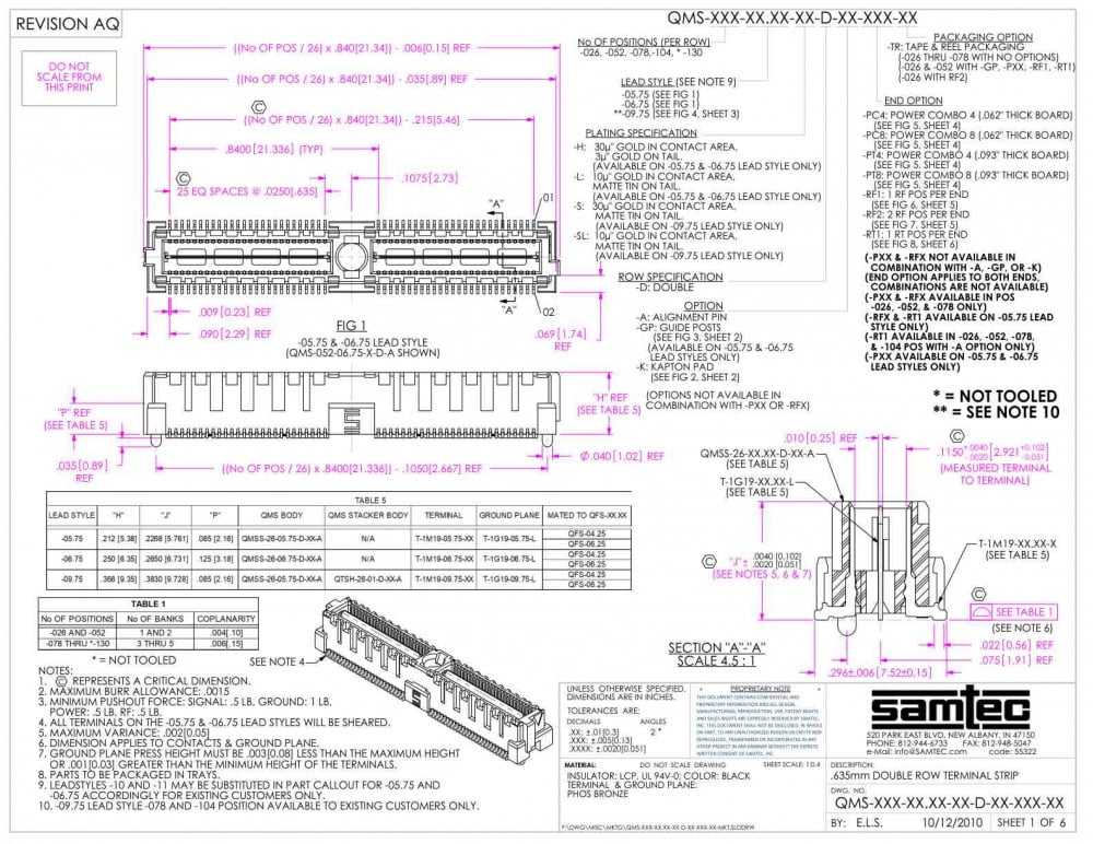 Samtec drawing page 1