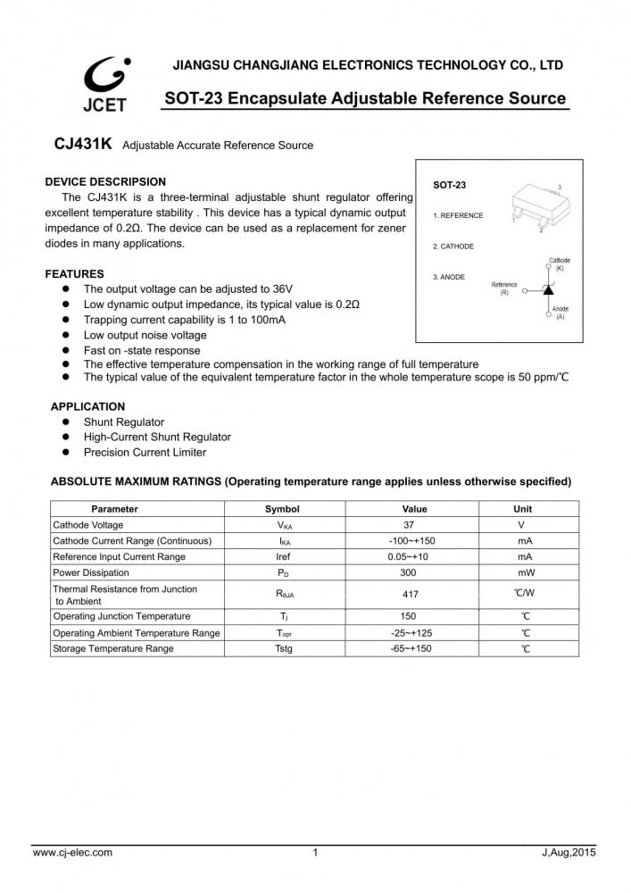 CJ431K datasheet page 1