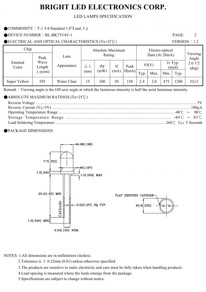 BL-BK73V4V-1 datasheet page image 1