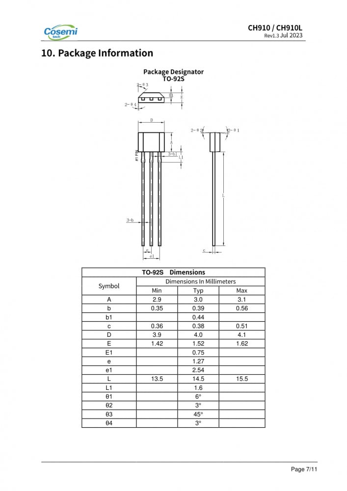 CH910SR datasheet page 7