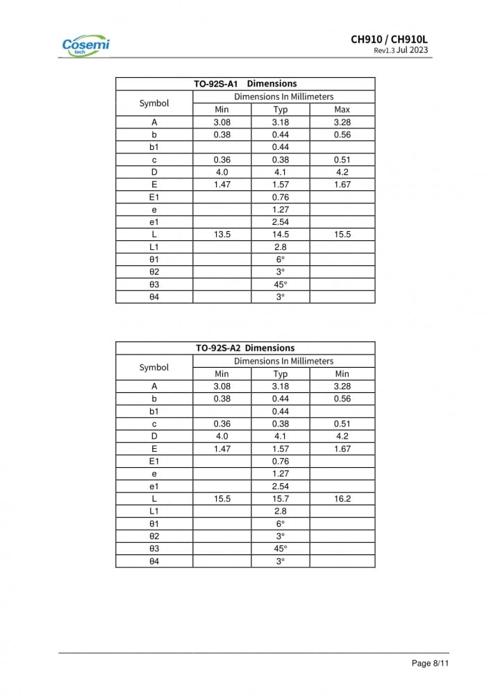 CH910SR datasheet page 8