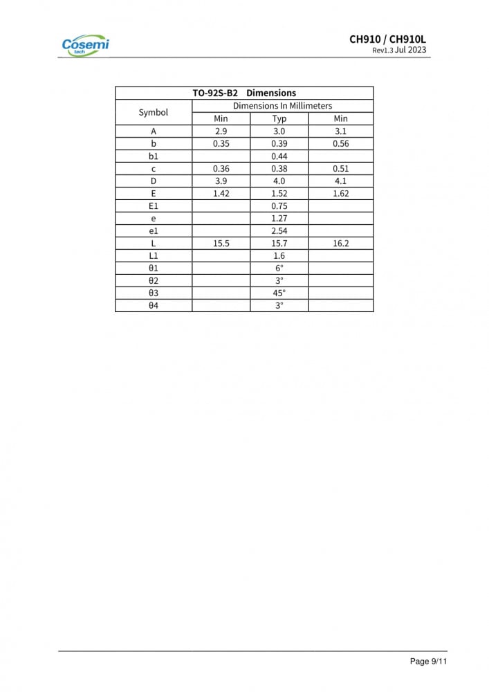 CH910SR datasheet page 9