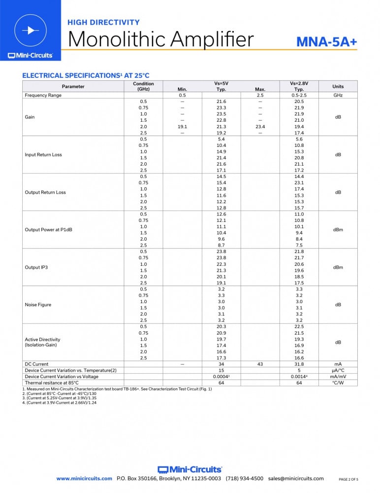 MNA-5A+ datasheet page 2