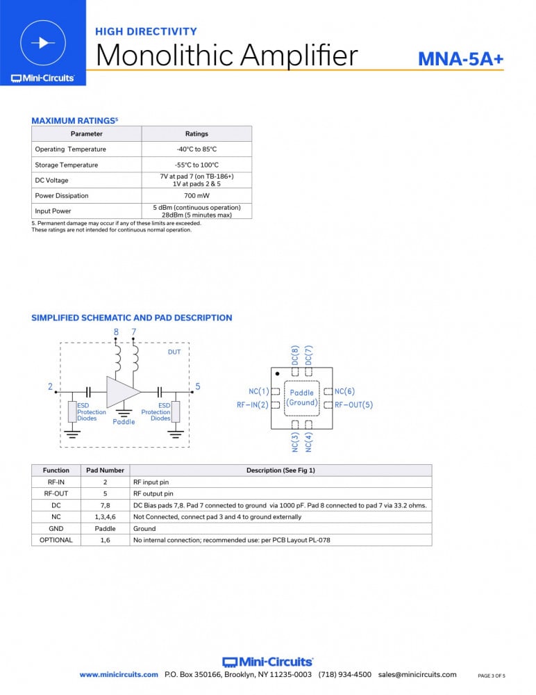 MNA-5A+ datasheet page 3