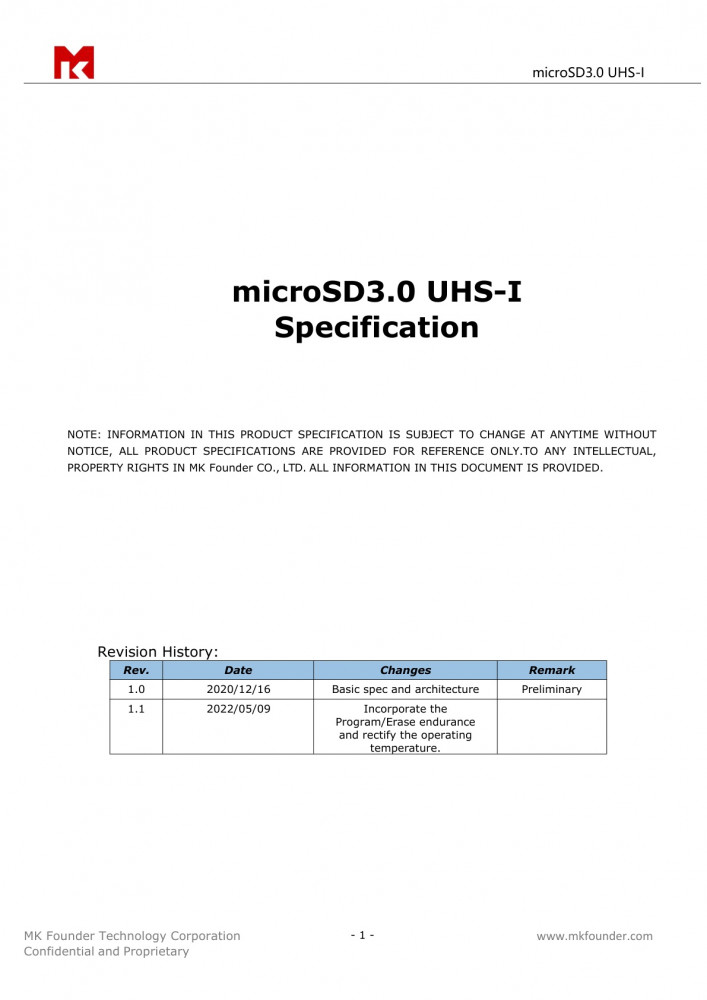 MK microSD3.0 specification page 1