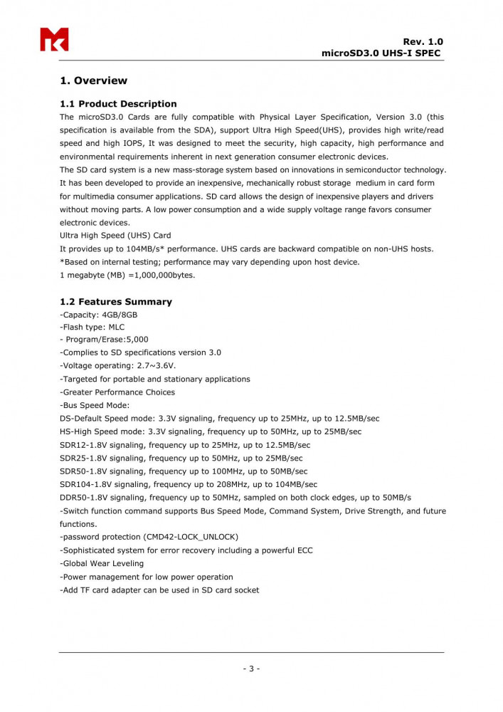MK microSD3.0 specification page 3