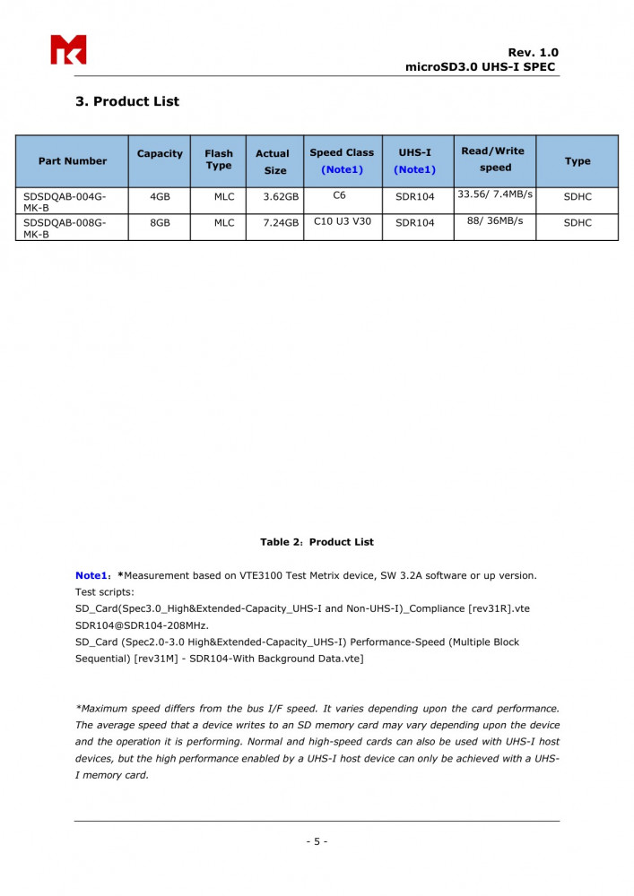 MK microSD3.0 specification page 5