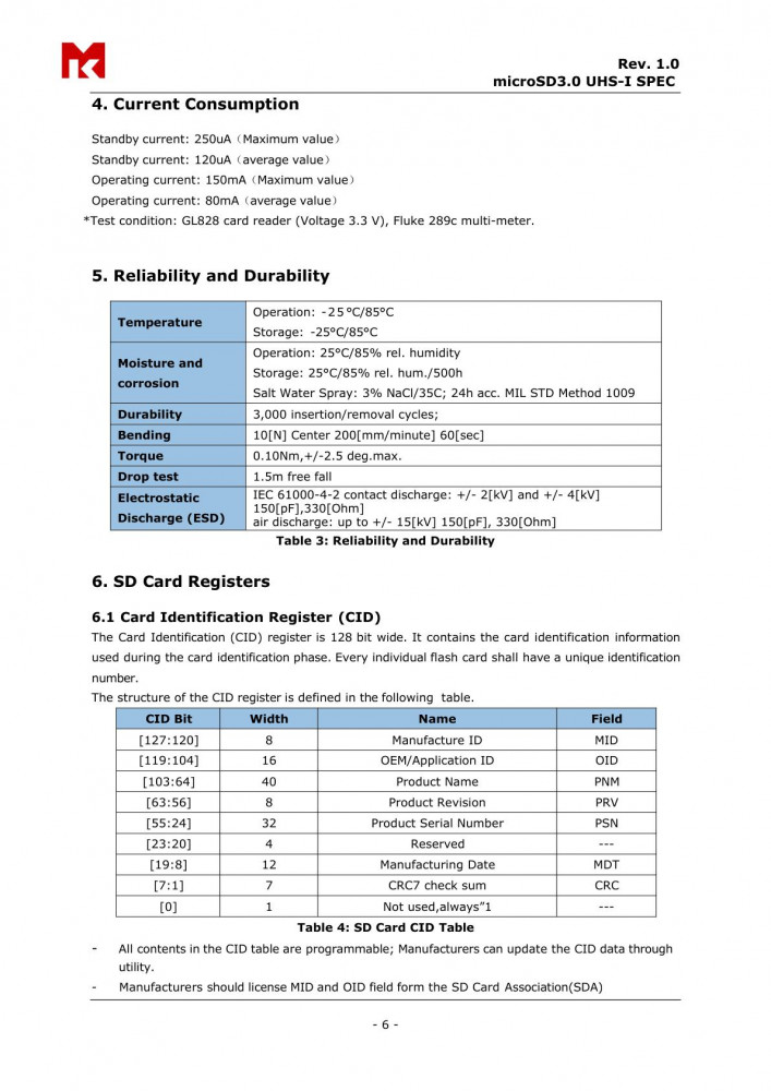 MK microSD3.0 specification page 6