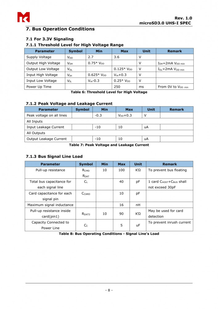 MK microSD3.0 specification page 8