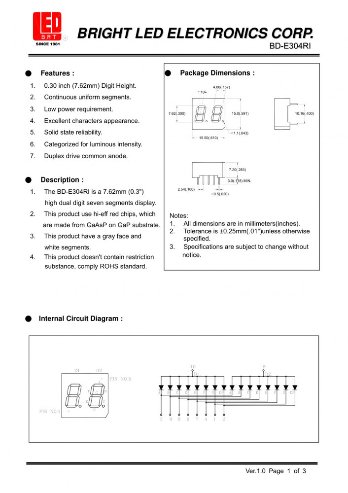 BD-E304RI package dimension drawing