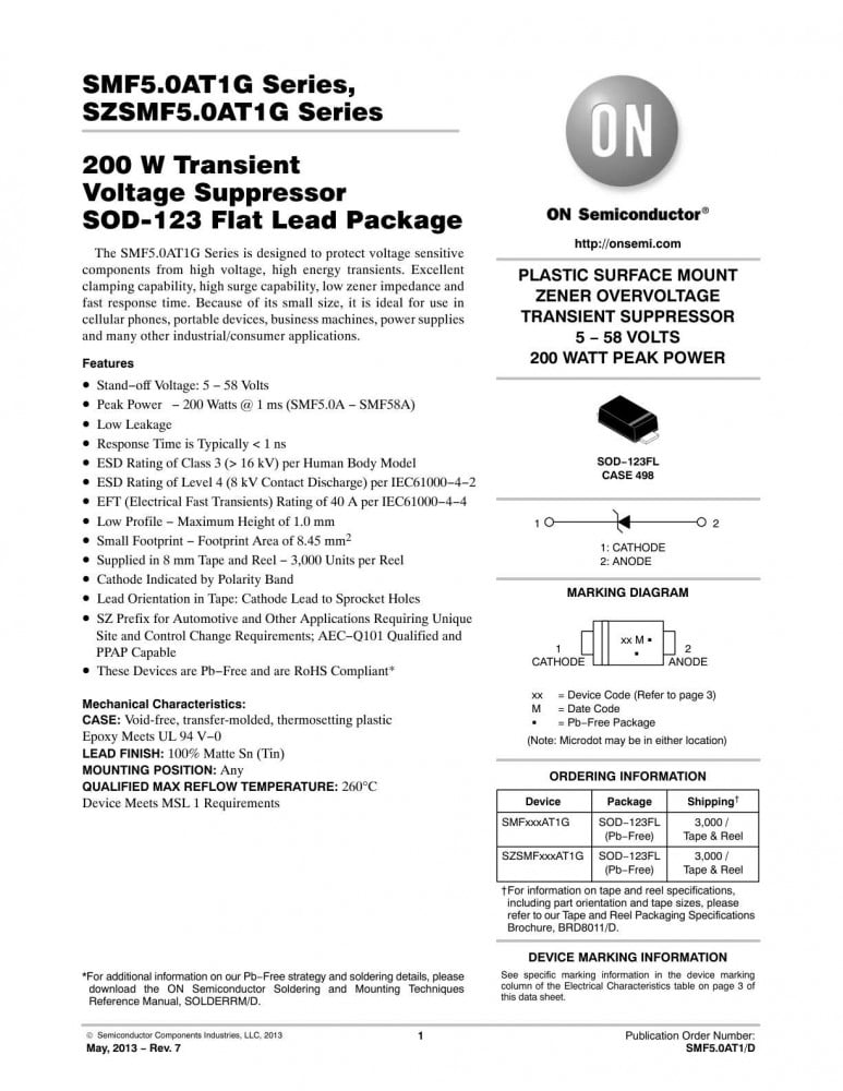 SMF58AT1G datasheet page 1