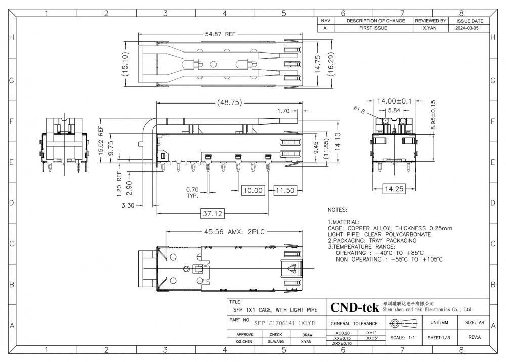 SFP 21706141 1X1YD technical drawing page 1