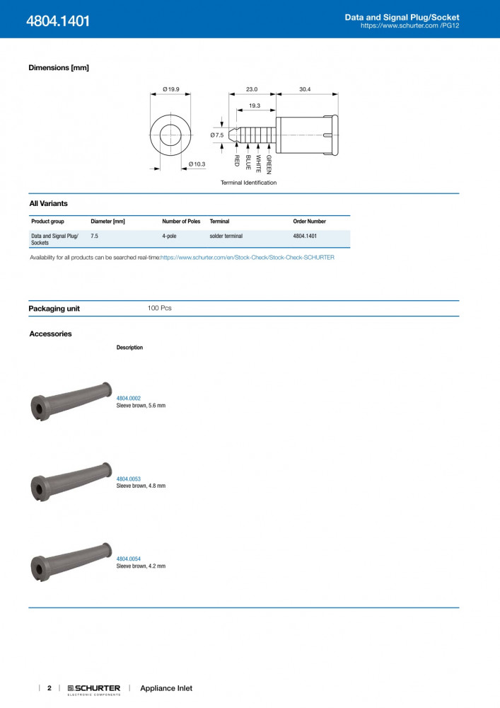 SCHURTER 4804.1401 technical document page 2