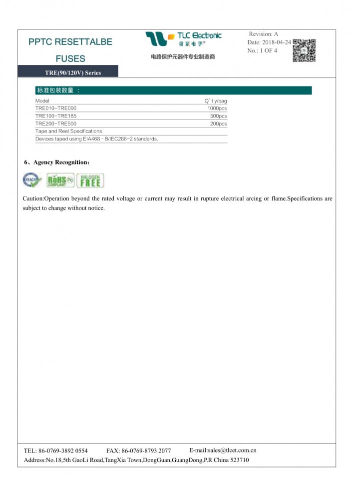 TLC Electronic TRE series datasheet page 4