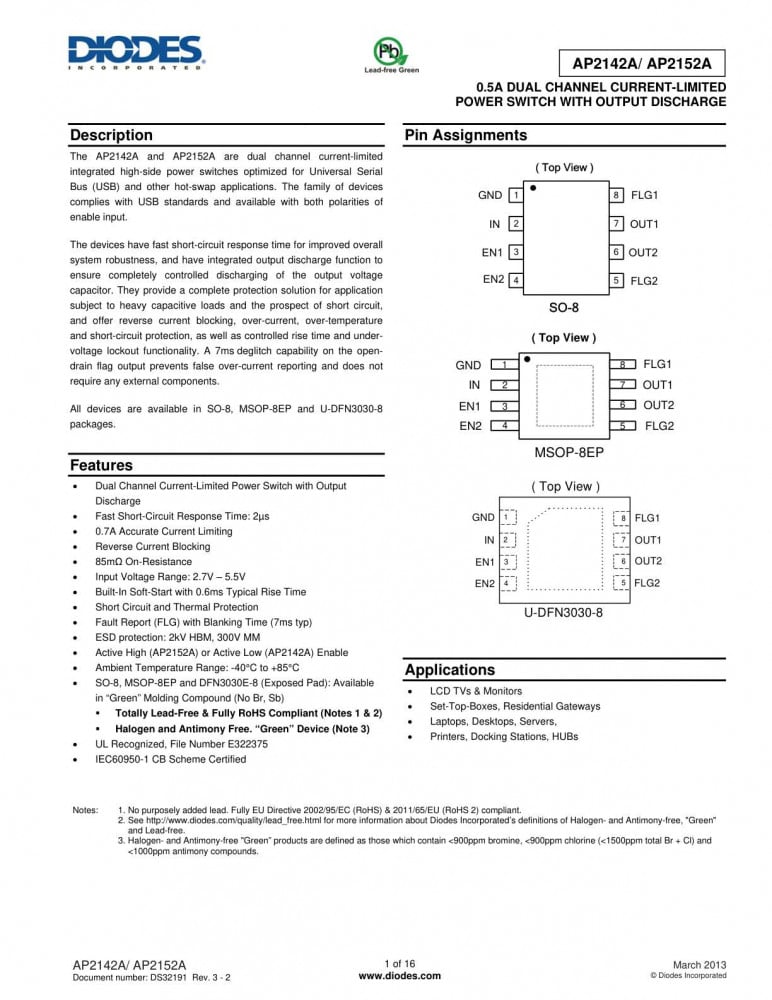 AP2142A datasheet page 1