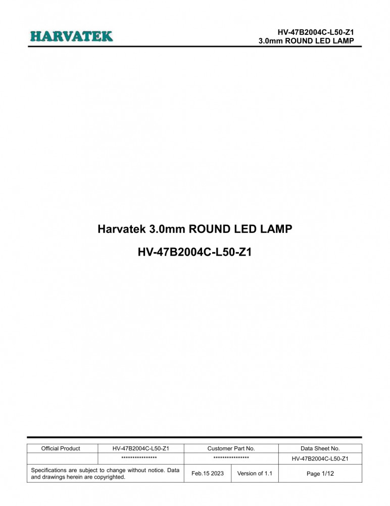 HV-47B2004C-L50-Z1 datasheet page 1