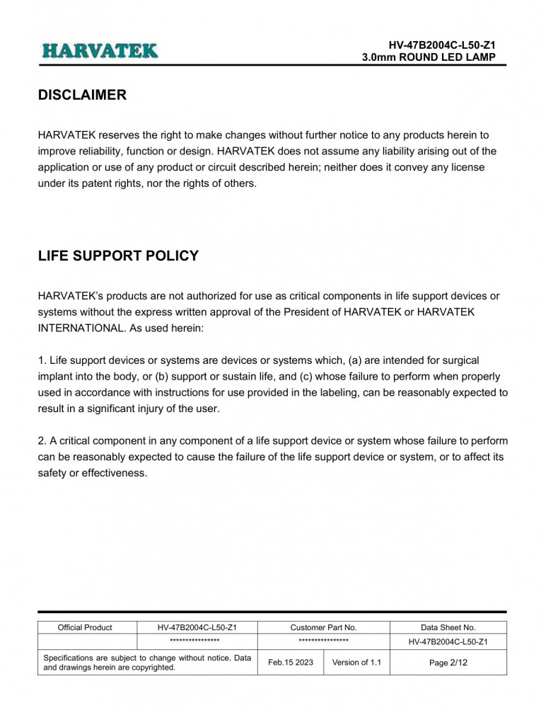 HV-47B2004C-L50-Z1 datasheet page 2