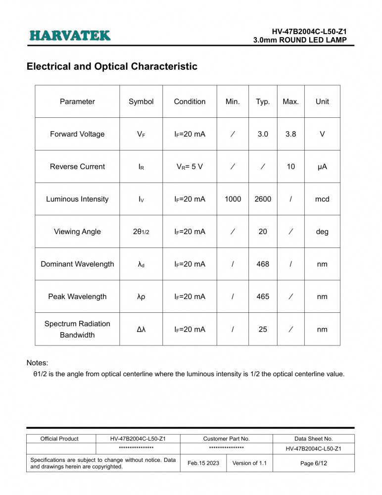 HV-47B2004C-L50-Z1 datasheet page 6