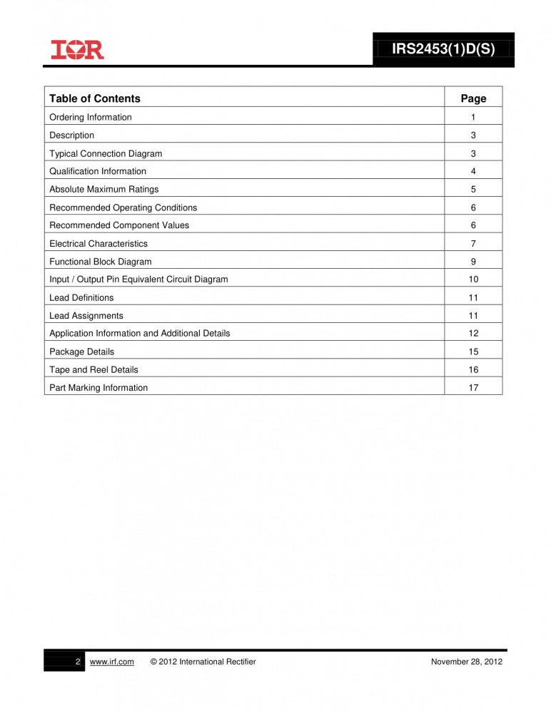 IRS2453DSTRPBF datasheet page 2