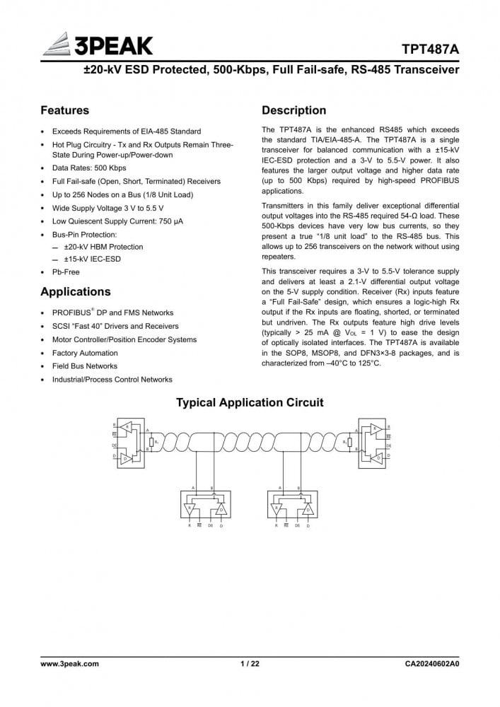TPT487A-SO1R datasheet page 1