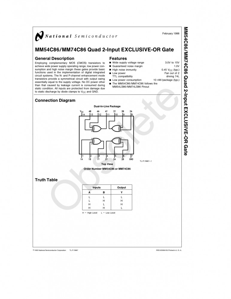 MM54C86J datasheet page 1