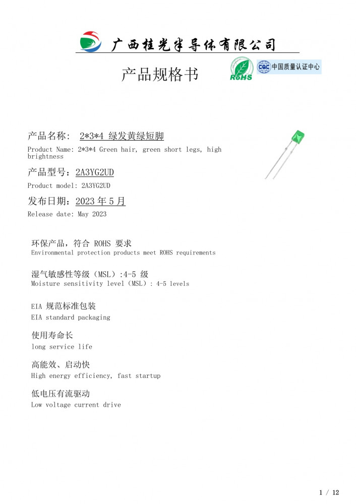 2A3YG2UD datasheet page 1