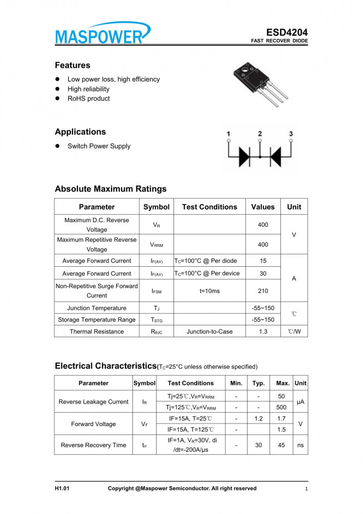 ESD4204 datasheet page 1