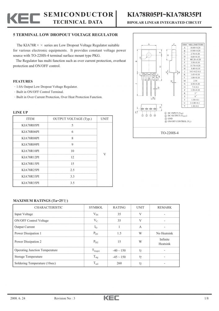 KEC KIA78R12PI-CU/P datasheet page 1