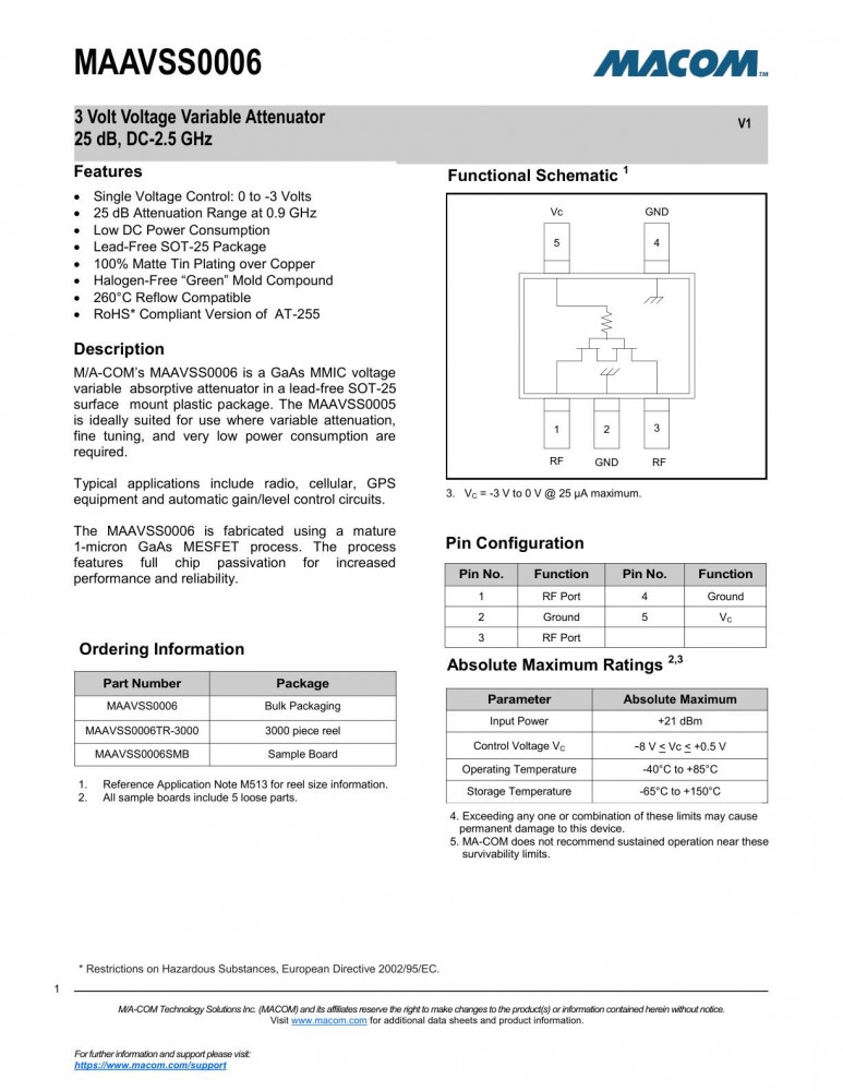 MAAVSS0006 datasheet page 1