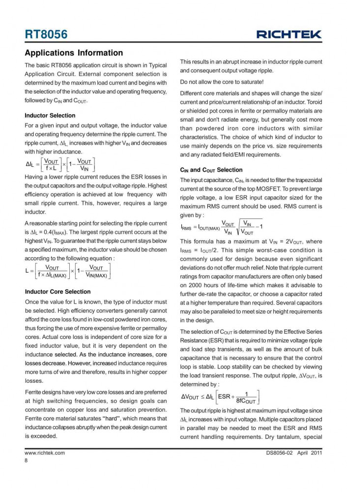 RT8056 datasheet page 8