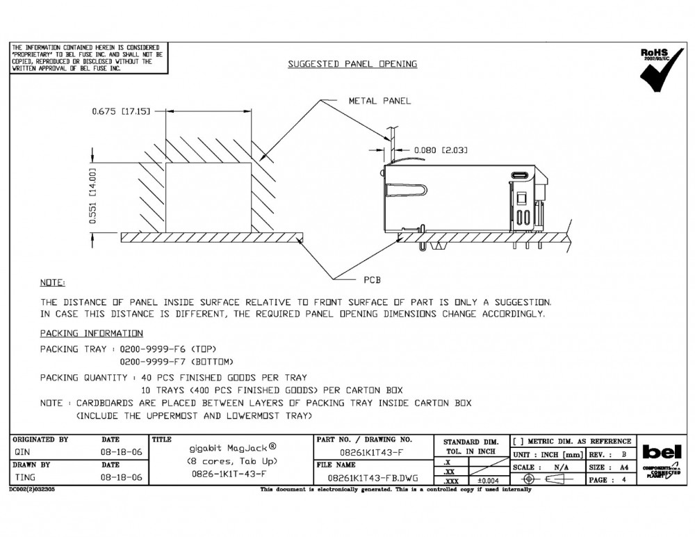 Bel Fuse 0826-1K1T-43-F technical drawing page 3