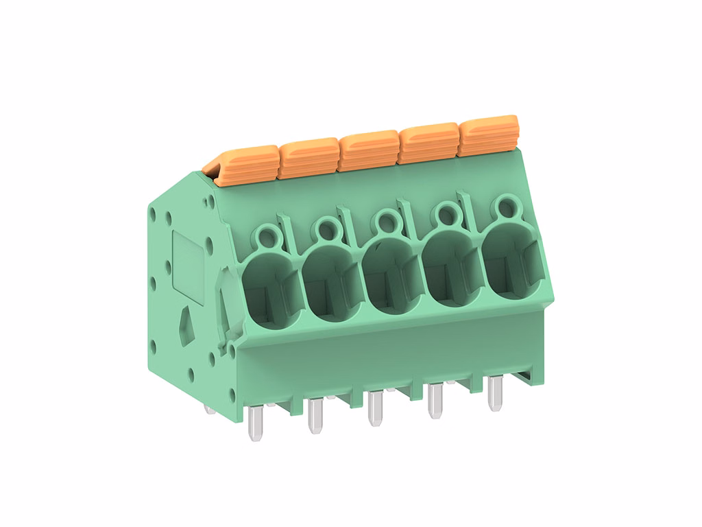 7.50mm Pitch Lever Activated Fixed Mount PCB Terminal Block, 35° Wire Entry, Bussed Terminals, 5 Circuits for sale