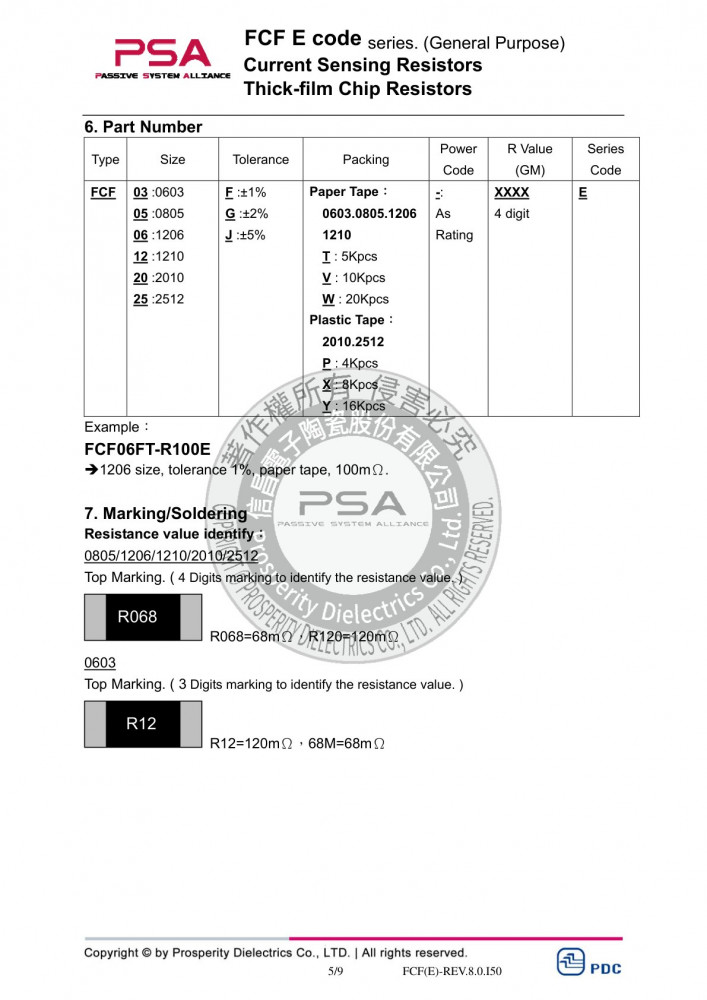 PSA FCF-E datasheet page 6