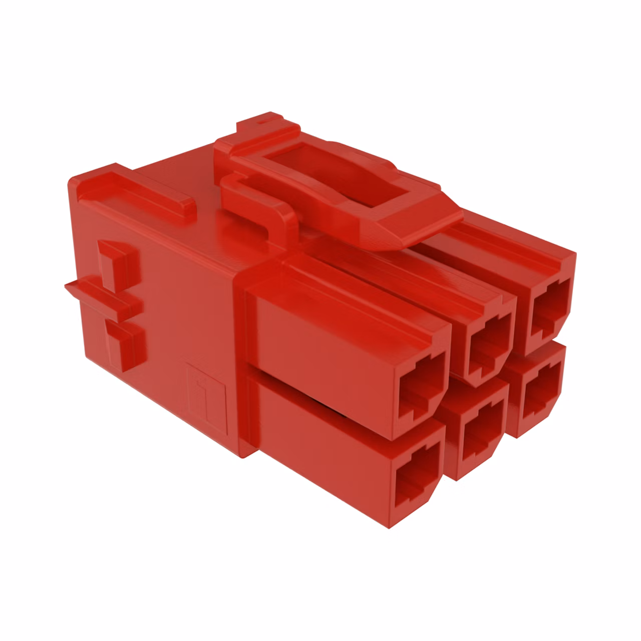 Mega-Fit ColorLock Tangless TPA-Capable Receptacle Housing, Dual Row, 6 Circuit, UL 94V-0, Glow-Wire Capable, Red for sale