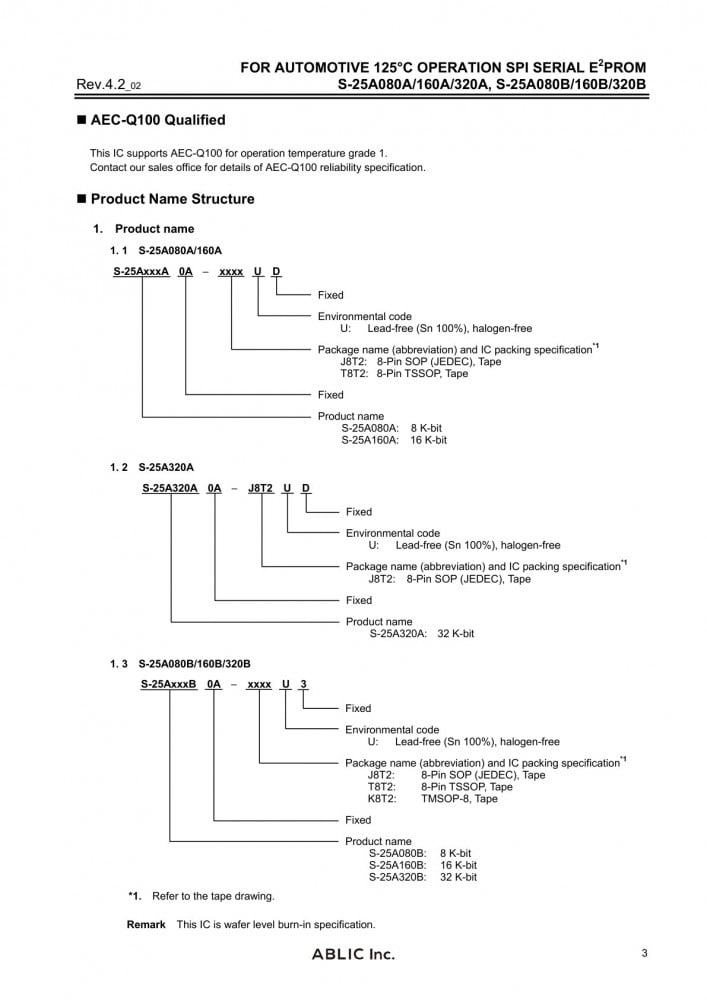 ABLIC S-25A320B0A-J8T2U3 datasheet page 3