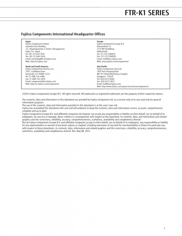 FTR-K1 datasheet page 7