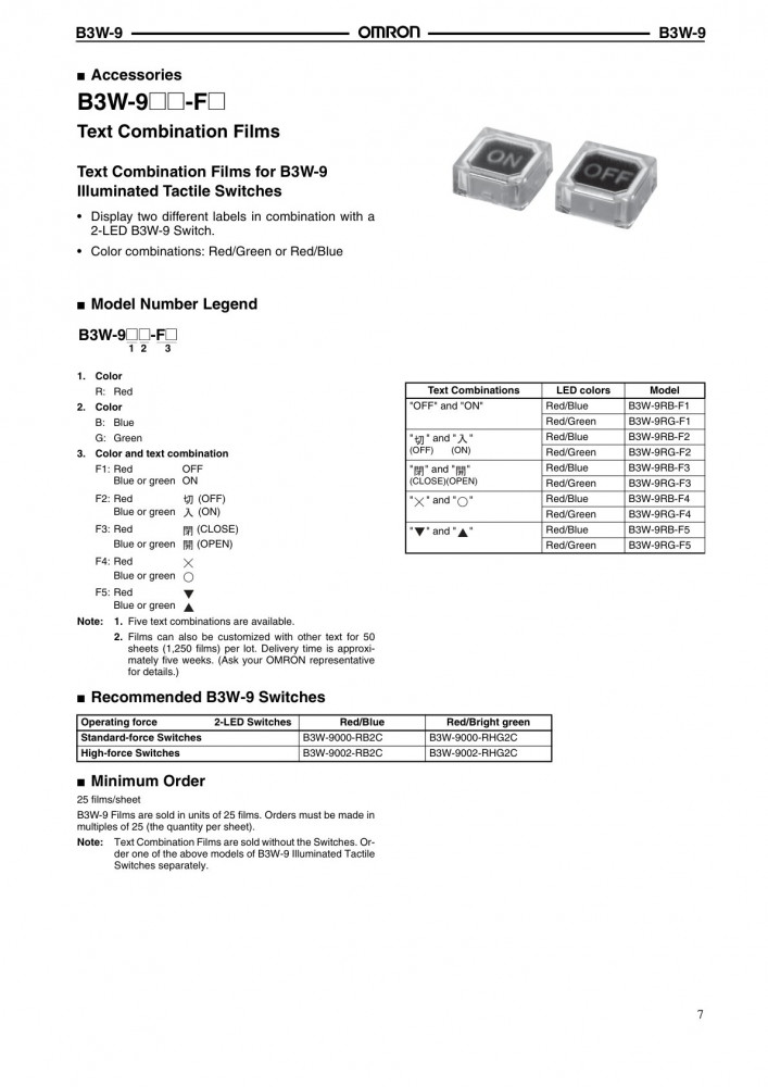 OMRON B3W-9 datasheet page 7
