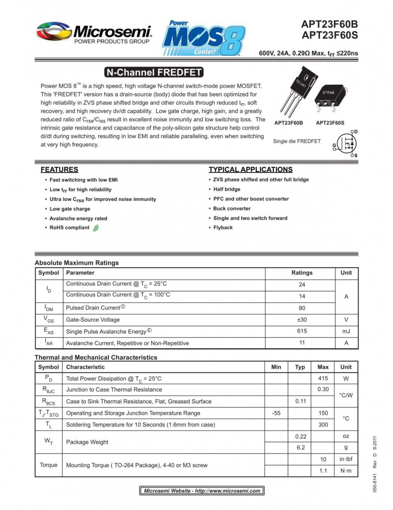 APT23F60B datasheet page 1